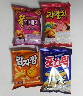 Korean Nongshim Mini Snack 4Packs Honey Twist Gamjakkang Jagalchi ...