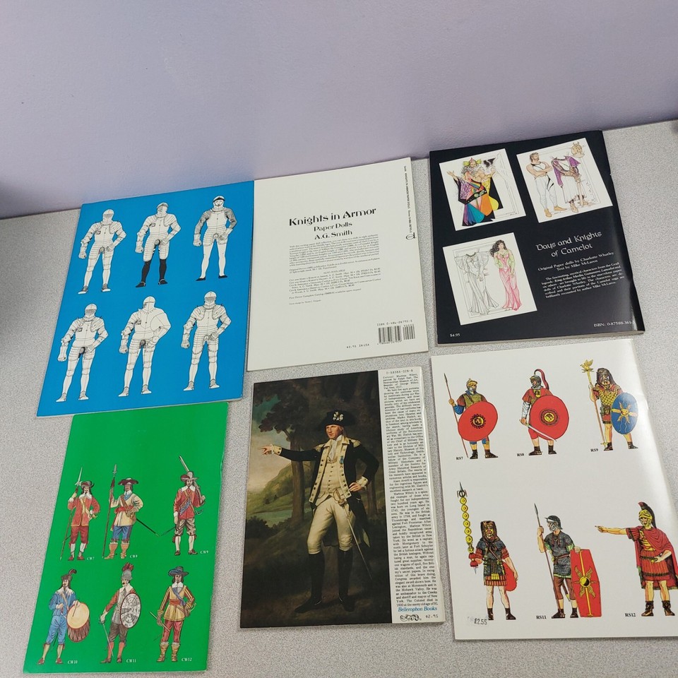 Lot 6 Paper Dolls Book Soldiers Civil War Revolution Knight Roman NEW ...