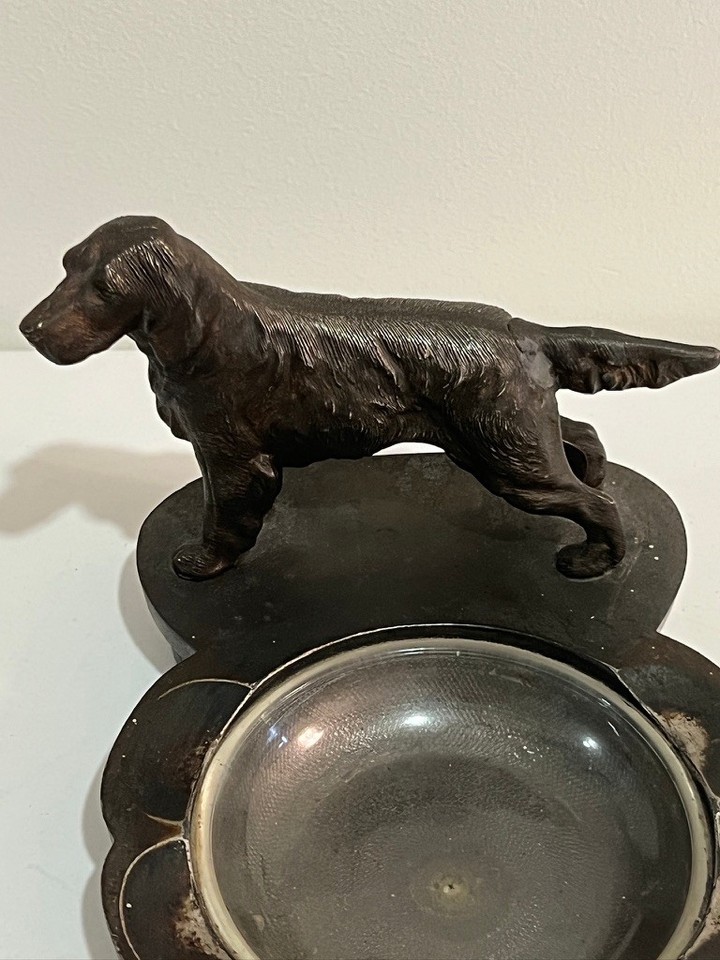 vintage hand cast irish setter dog figurine ashtray coin trinket dish ...