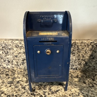Vintage Metal U. S. POST Office Blue Mail Box Bank | eBay