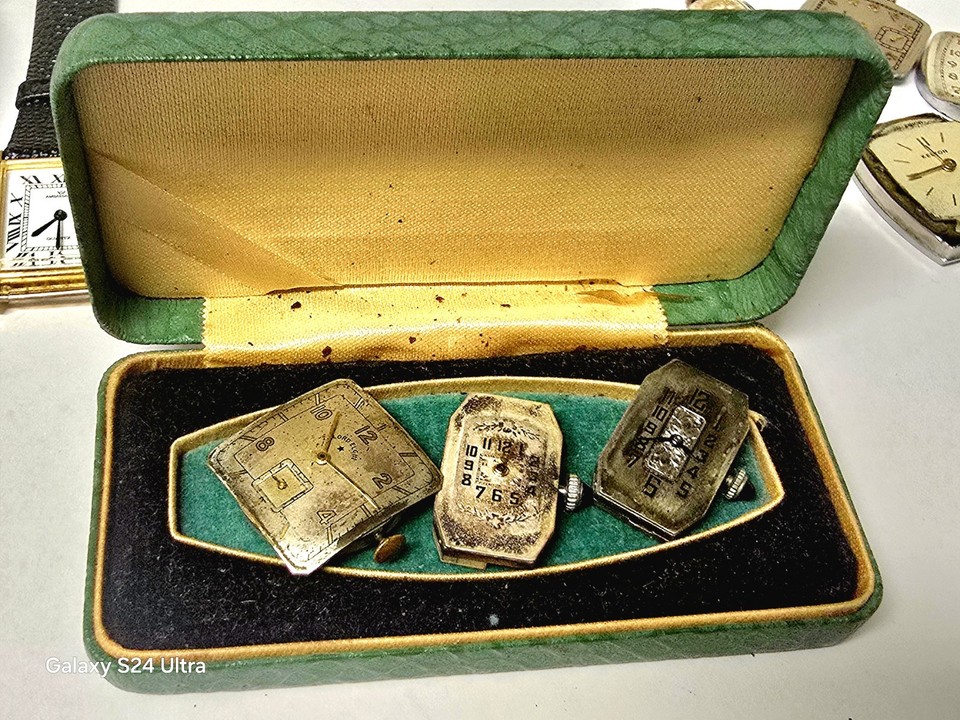 VTG WATCH DIAL LOT (21) GRUEN CROTON BENRUS ... - FOR PARTS OR REPAIR ...
