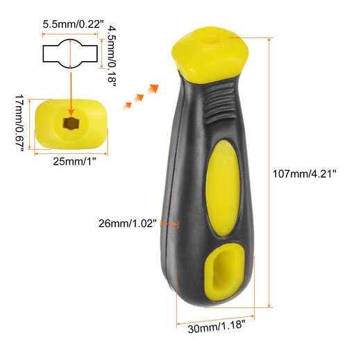 3pcs Rubber File Handle 4.21" Round Rectangular Hole Handles for 6 ...