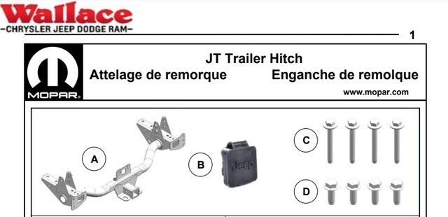 Genuine Mopar 2020-2021 Jeep Gladiator Tow Hitch Receiver 82215648 for ...