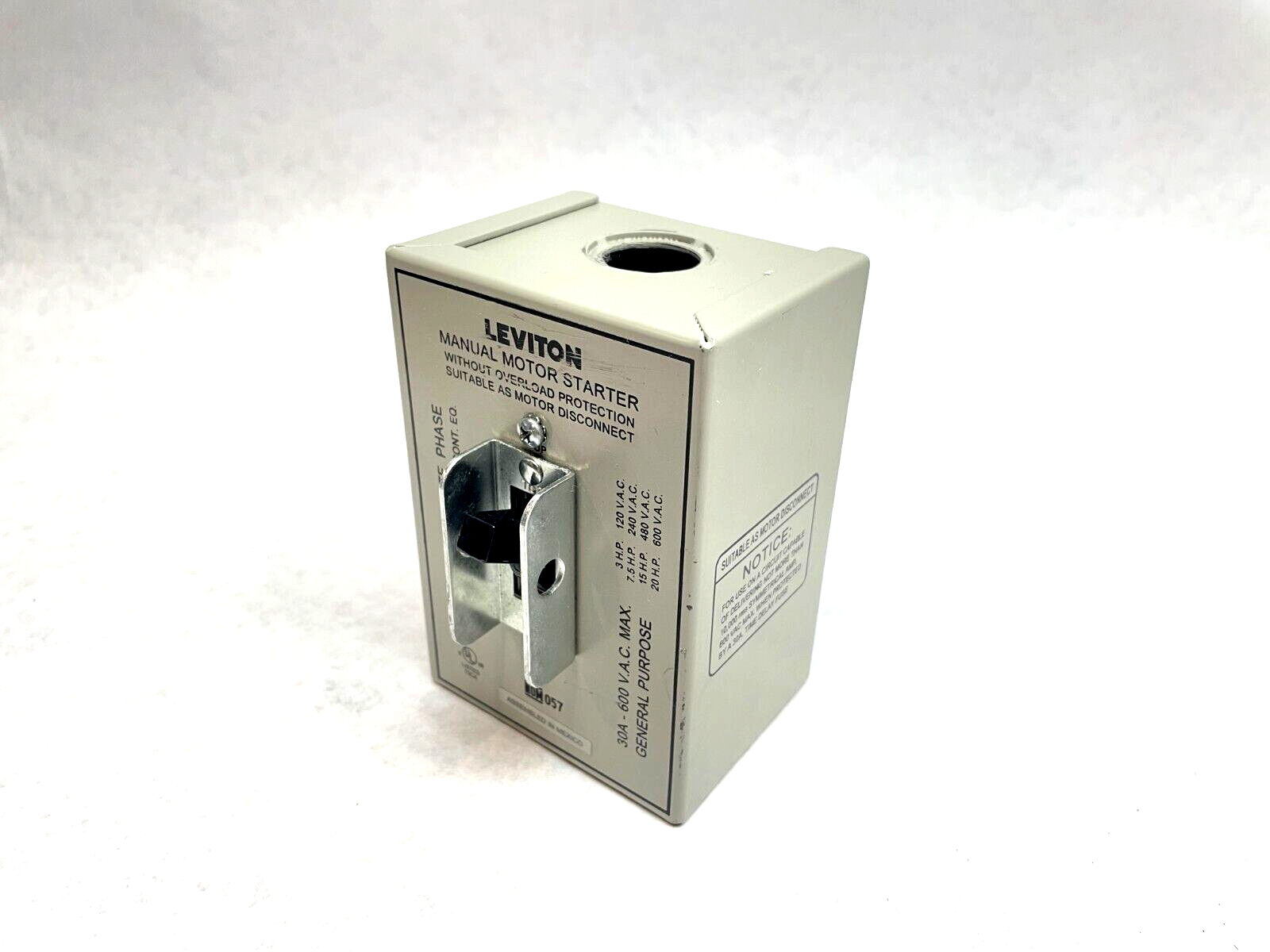 Leviton N1303-DS Manual Motor Starter Disconnect Switch 3PH 30A 600V ...