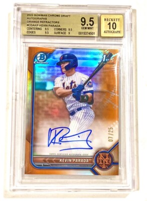 2022 BOWMAN CHROME DRAFT KEVIN PARADA AUTO ORANGE REFRACTOR /25 RC BGS ...