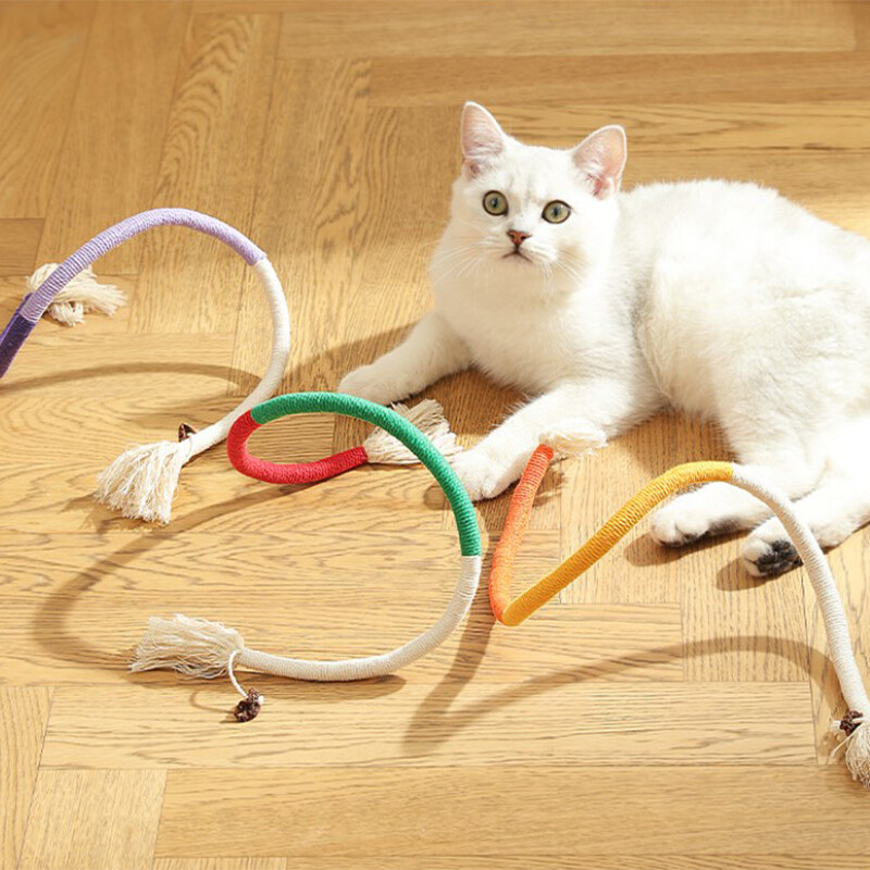 Cat String Toy Interactive Cat Scratcher Cotton Rope Toy Bite-resistant ...