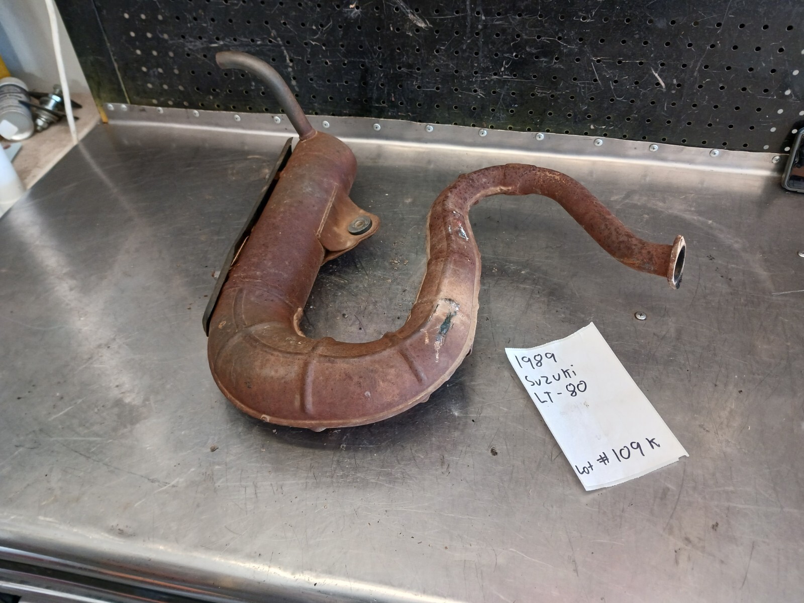 #109K 1989 SUZUKI LT80 EXHAUST MUFFLER PIPE TAILPIPE | eBay