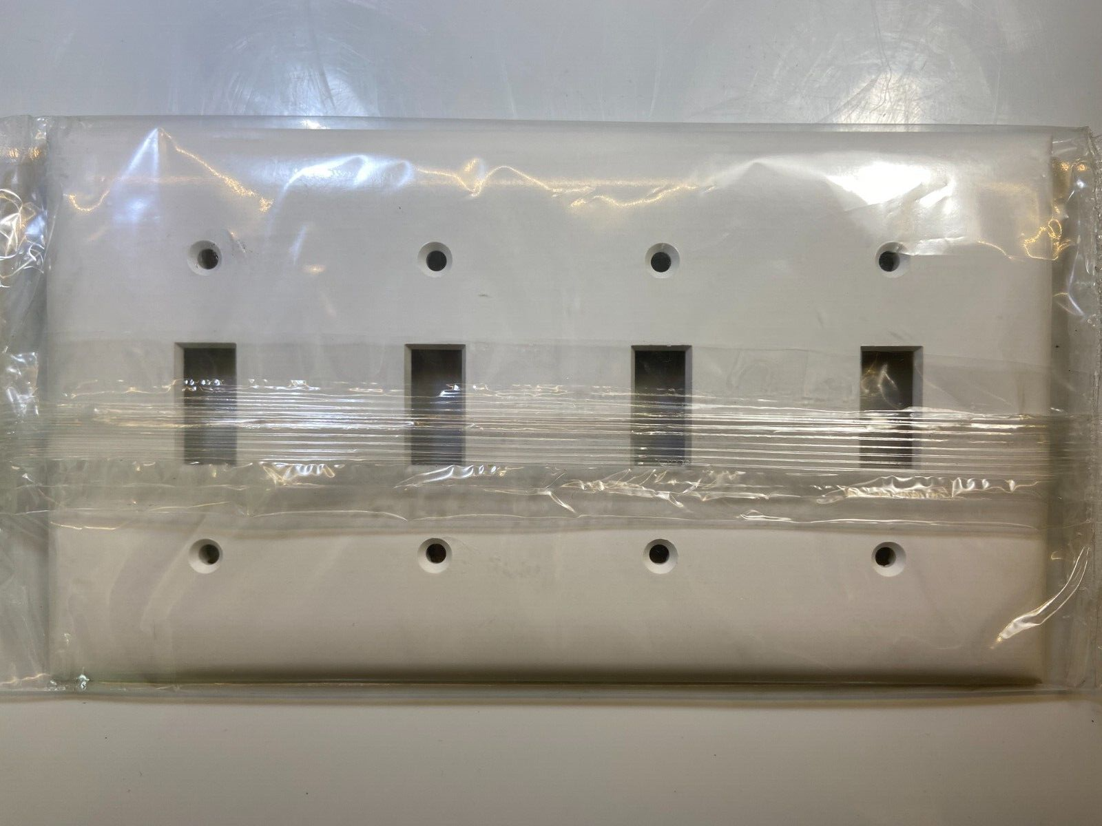 Wall Plate (4-Gang) WHITE Toggle Switches Plastic w/Screws NEW SEALED ...