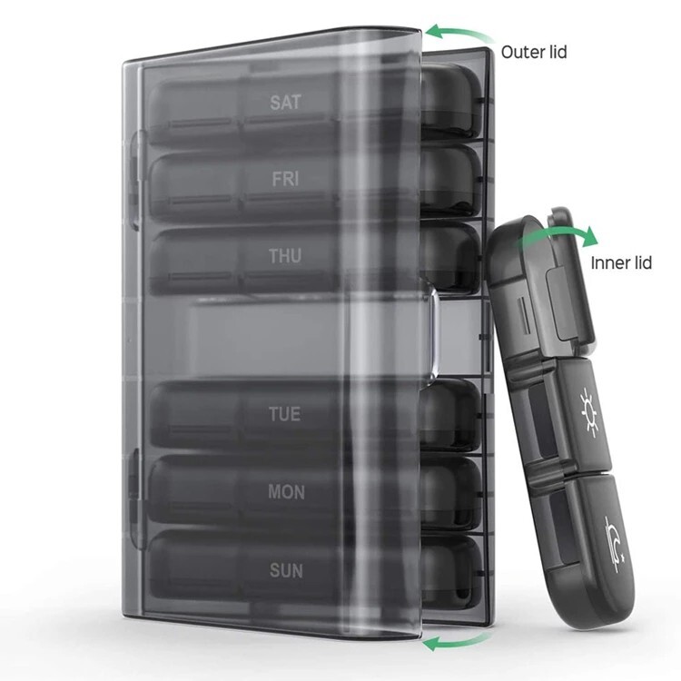 7 Day Pill Weekly Pill Box Organiser Medicine Tablet Storage Dispenser ...