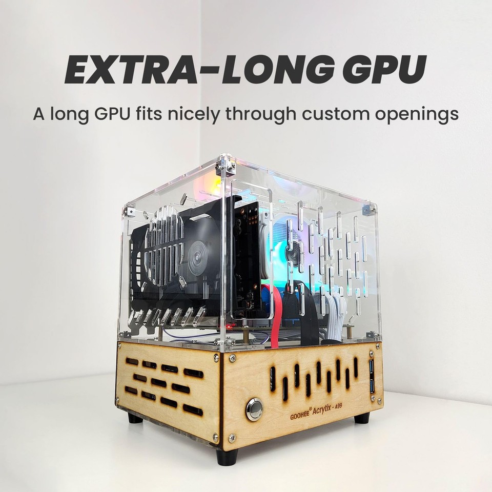 ITX PC Case Premium Clear Arcylic and Wood PC Case Unique Small Gaming ...