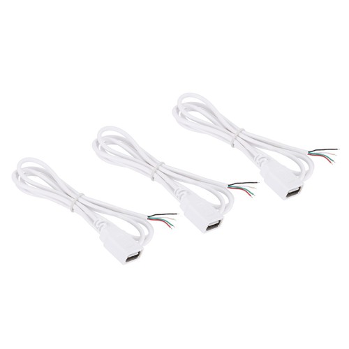 3.28Ft USB Female to 4pin Bare Pigtail Cable, 3pcs 28AWG Data Power ...