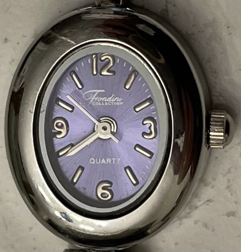 Fondini Watch Purple Face Silver Metal Band W/Blue Moonstone EUC needs ...