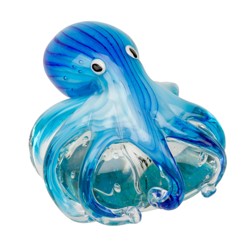 Objets d'art Glass Figurine - Blue Octopus on Rock | eBay UK