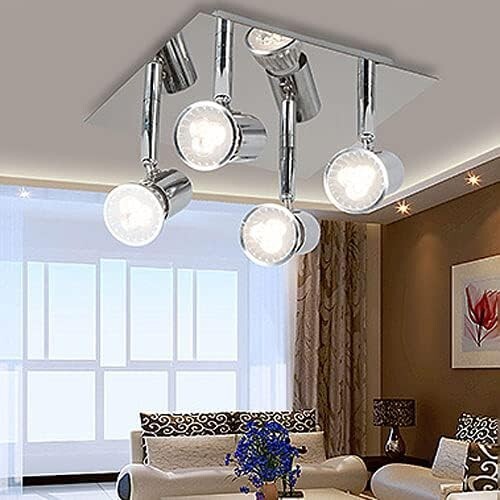 Adjustable 4 Way Ceiling Spotlight Fitting Chrome LED GU10 Kitchen ...