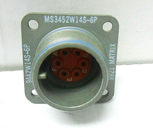 MS3452W14S-6P VARIOUS MFR. RECEPTACLE CONNECOR, NEW OLD STOCK MADE IN ...
