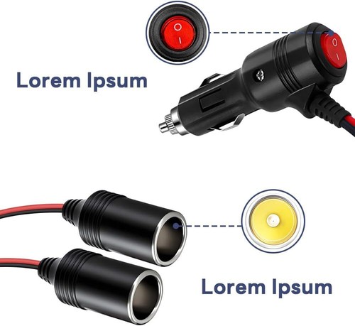 Car Cigarette Lighter Splitter, 12v Splitter Adapter for Car,1 to 2 Car ...