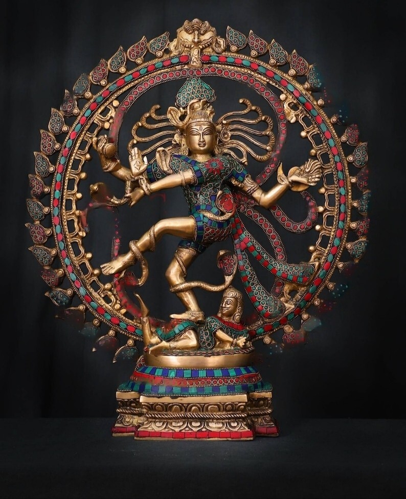 Dancing Shiva Natraj Statue Brass Nataraja Idol Hindu God Adiyogi Shiv ...