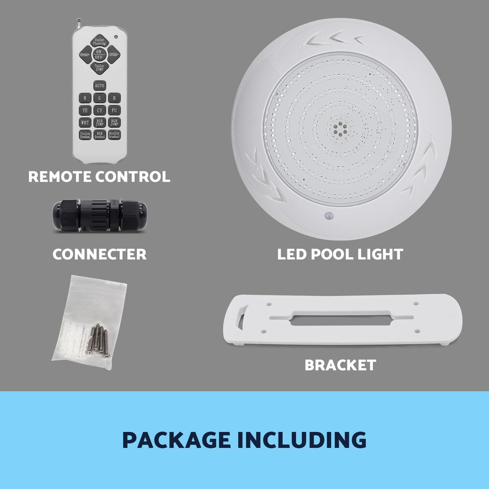 Resin Filled Swimming Pool LED Light 12V 55W RGB Remote Control Memory ...