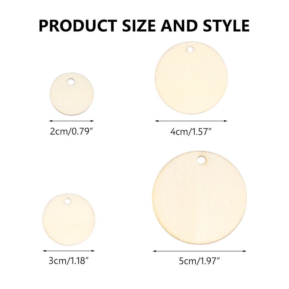 50/100x 20/30/40/50mm Unfinished Round Tags Wood Gift Slices Wooden ...
