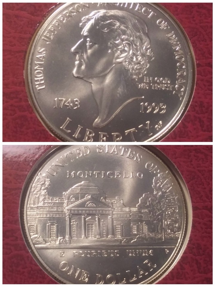 1993/1994 Thomas Jefferson Coin & Currency Set w/ matte proof 5c ...