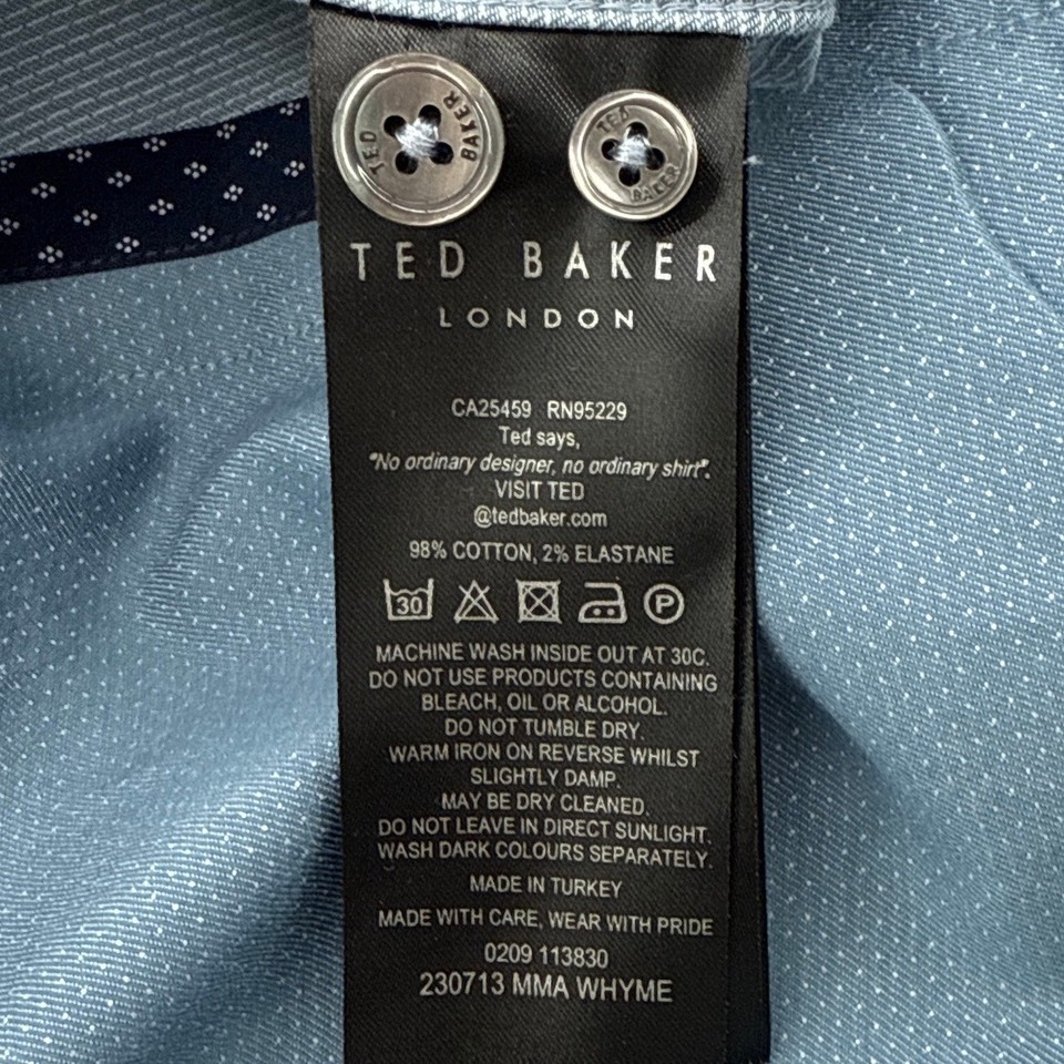 Ted Baker London Men's Blue Micro Dot Button Down Dress Shirt Small ...