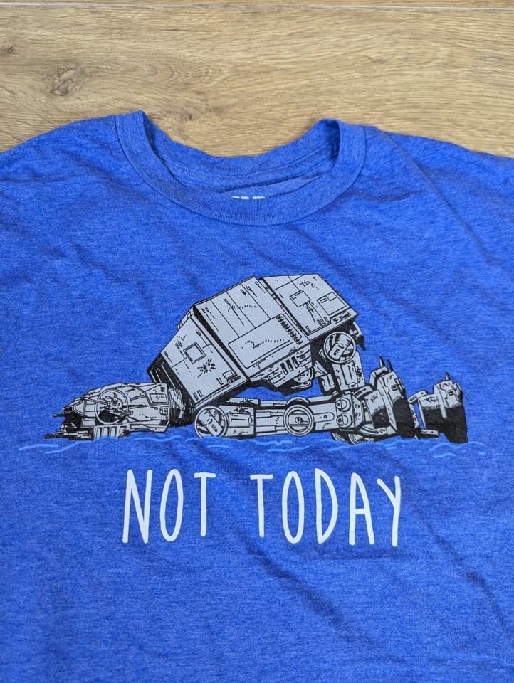 Star Wars Mad Engine Graphic T Shirt Not Today ATAT Medium Blue Short ...