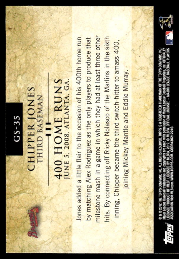 2012 Topps Chipper Jones Gold Standard | eBay