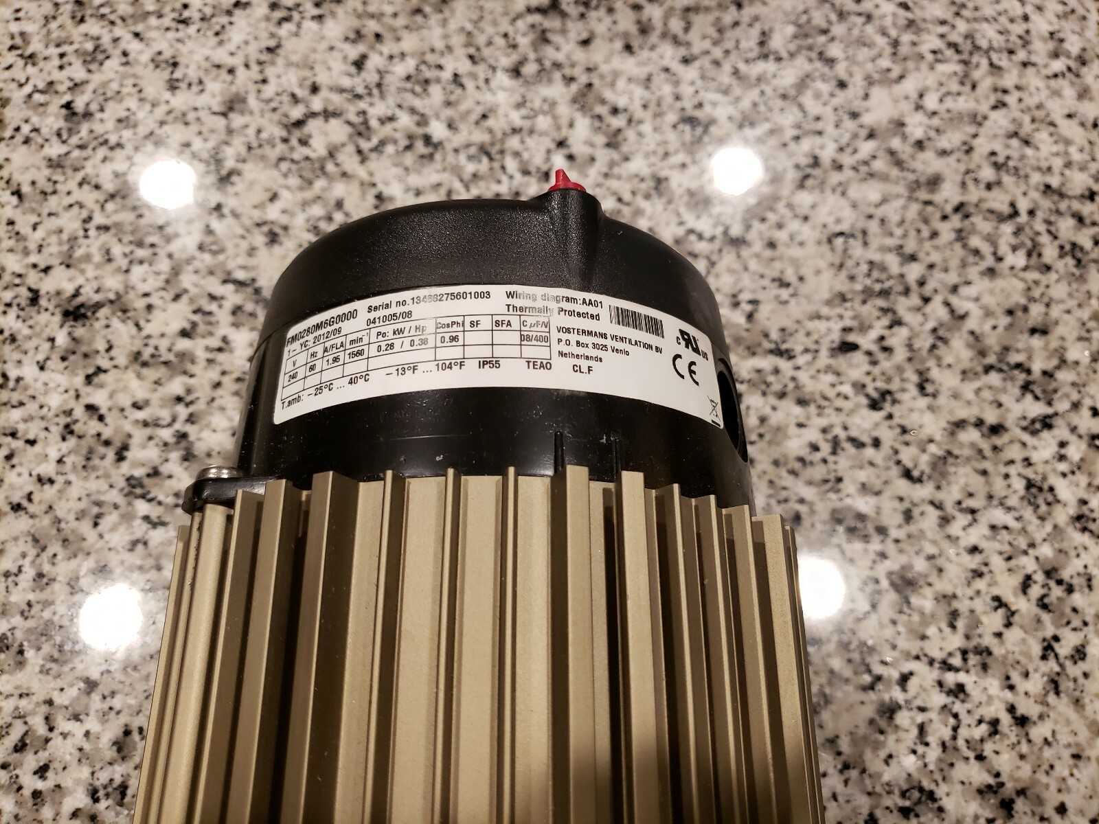NEW - SURPLUS- Multifan AC Motor FM0280M6G0000 240VAC, 1558 RPM, TEAO ...