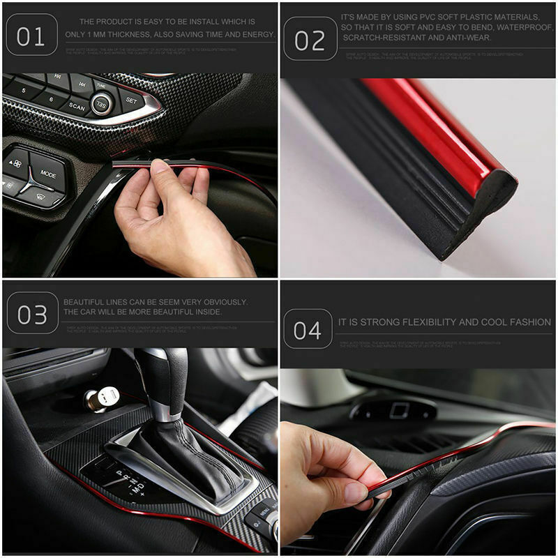 16ft Car Interior Door Gap Edge Line Molding Trim Strip Accessories Red ...
