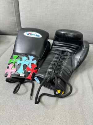 Custom Black and White Boxing Gloves with Chrome Heart Design | eBay