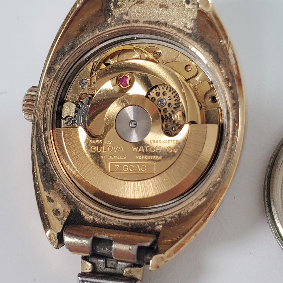Vintage 1970s Bulova N2 Ladies Watch w/Gold EP Bezel 7BCAC 17 Jewel ...