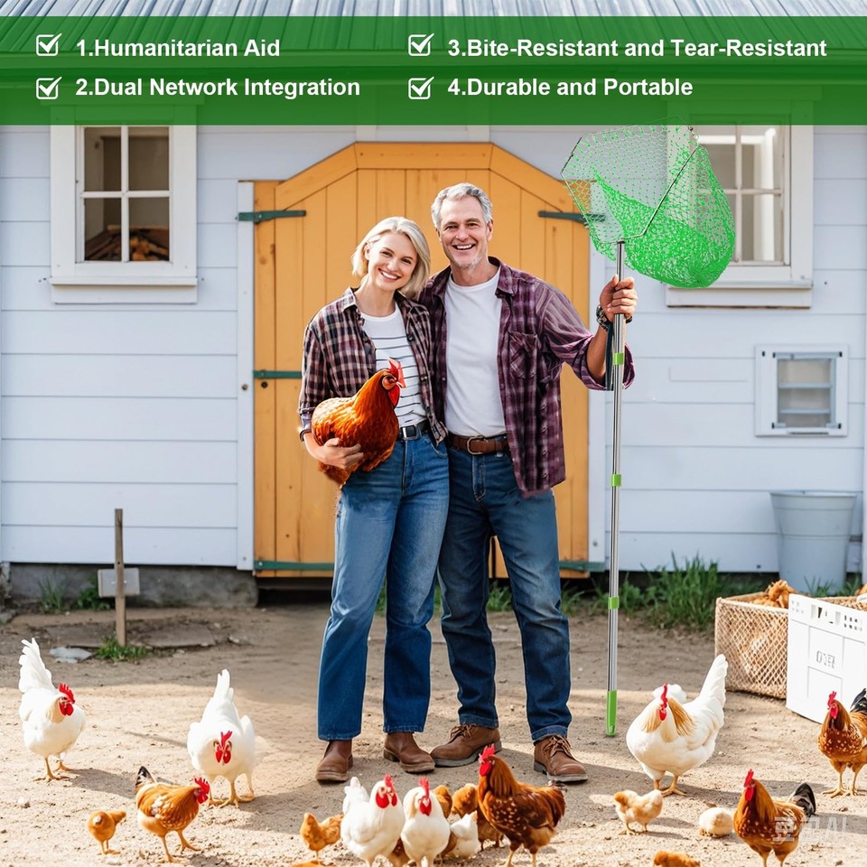 Chicken Catching Net – 2-in-1 Combo with Coarse and Fine Mesh Nets ...