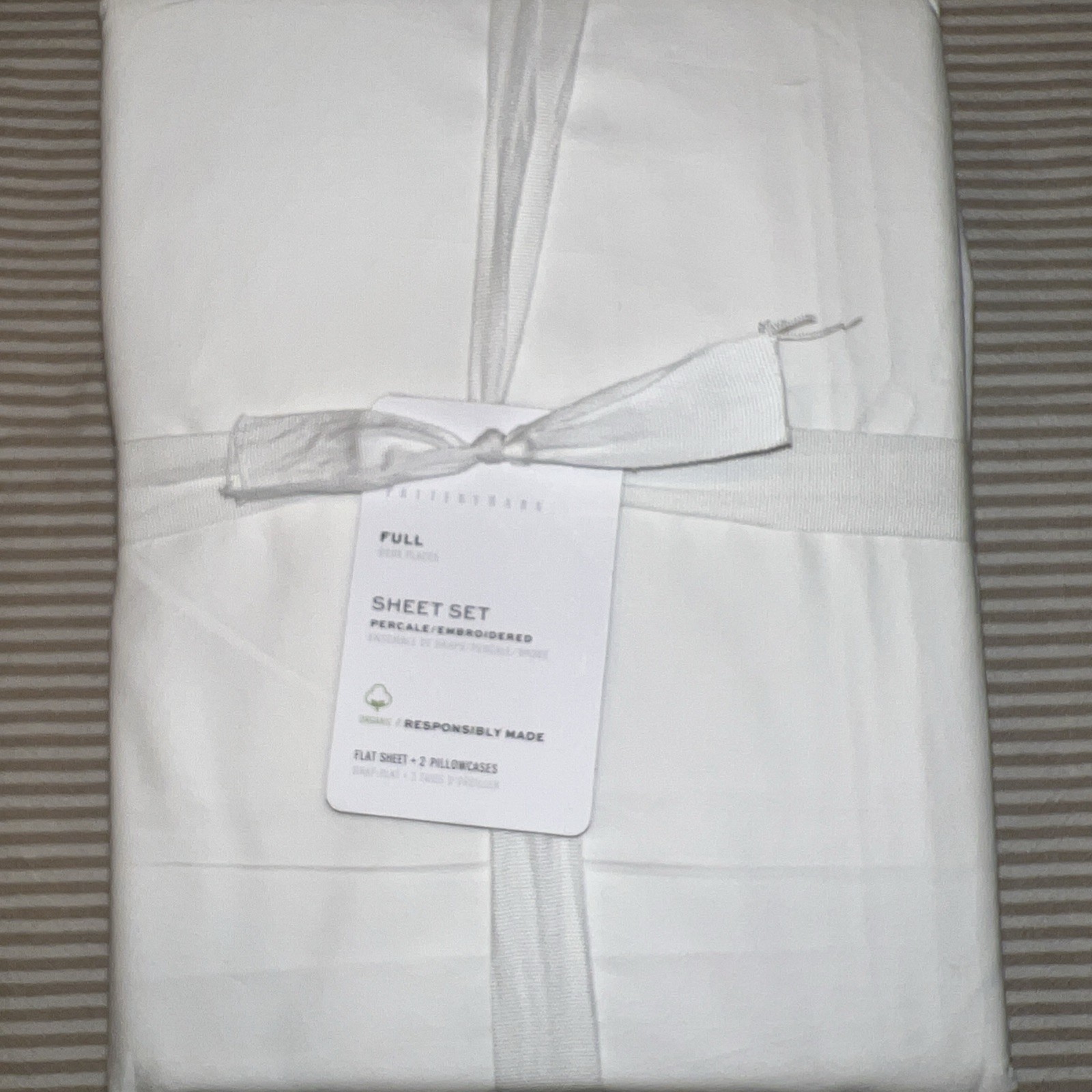 Pottery Barn Sheet Set Organic Percale Embroidered White #6869 | eBay