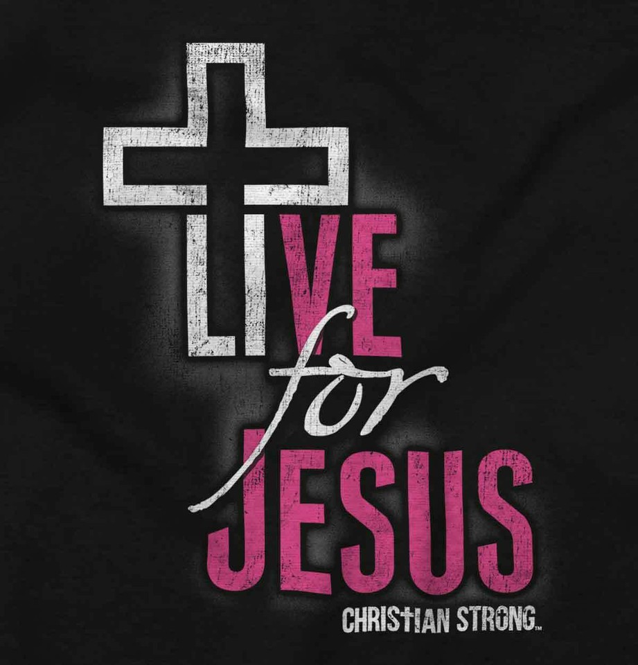 Christian Strong Faith Live for Jesus Cross Womens or Mens Crewneck T ...