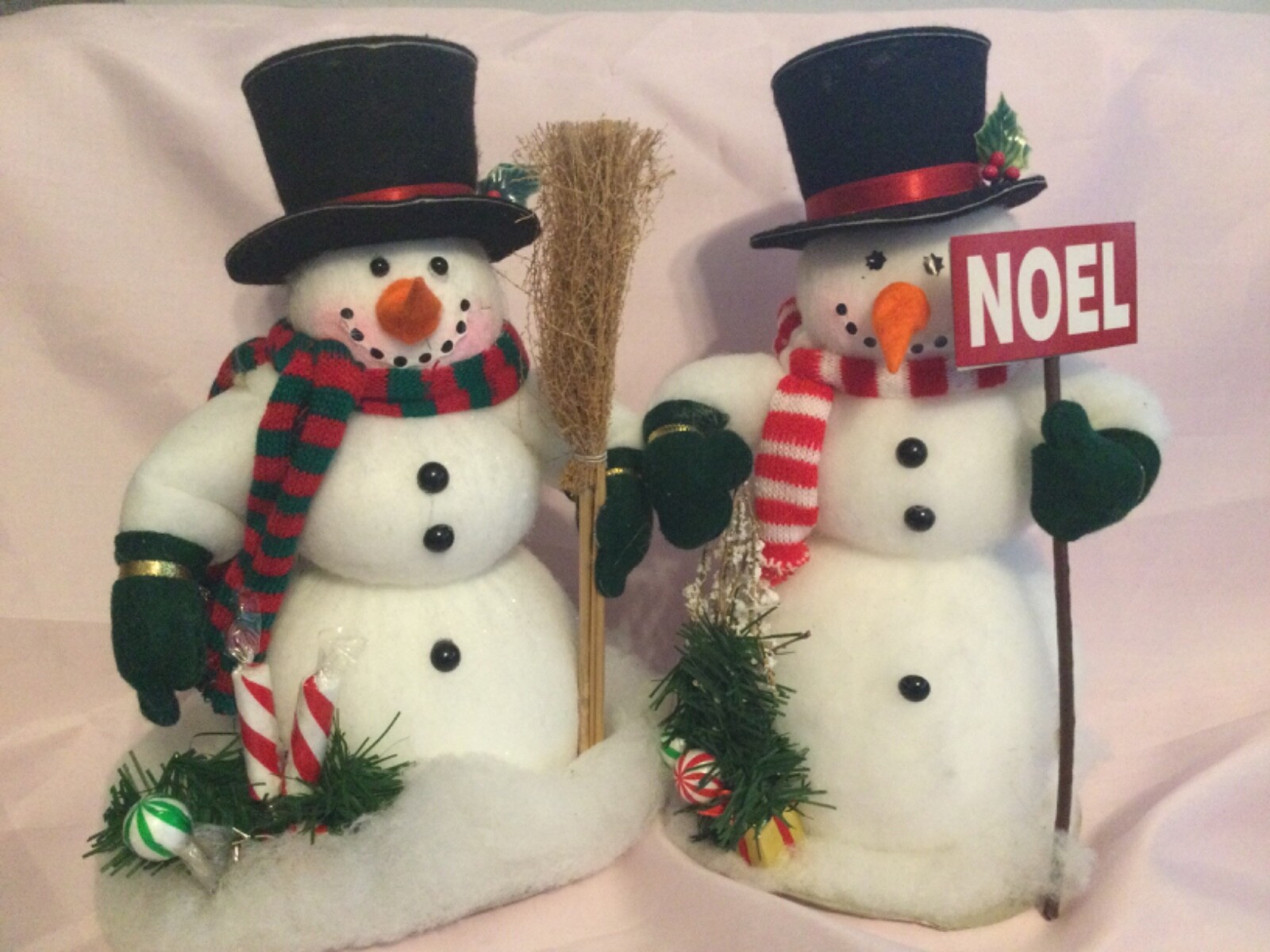 Christmas Snowman Pair w/ Top Hats & Scarfs | eBay