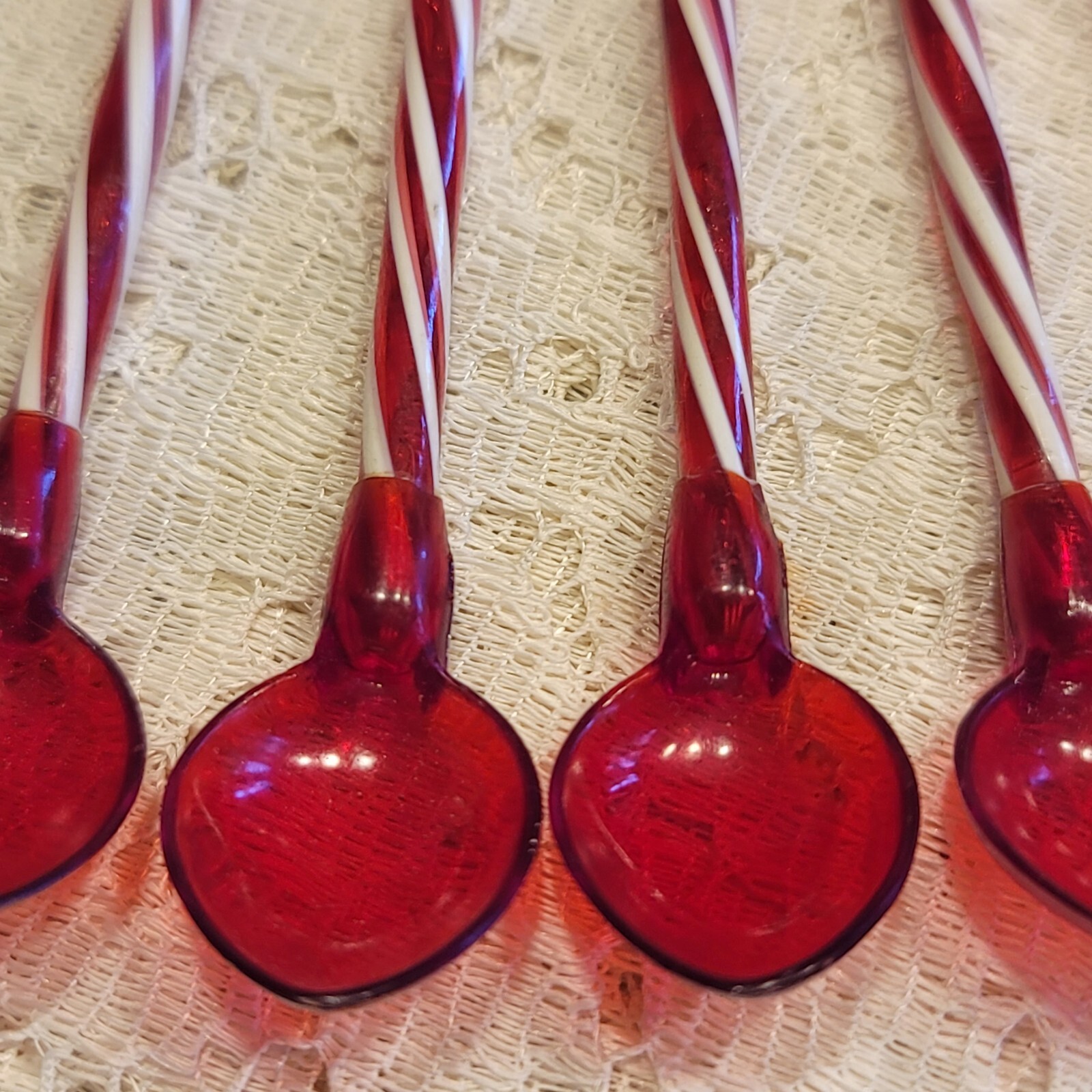 VTG Candy Cane Stripe Plastic Appetizer Spoons Set Of 5 Christmas ...