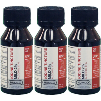 3 Pack - Humco Iodine Tincture Mild 2% USP 1oz Each | eBay