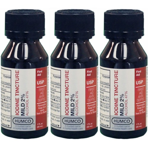 3 Pack - Humco Iodine Tincture Mild 2% USP 1oz Each | eBay