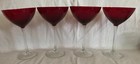 RED Cup WATER GOBLETS Clear Stem Ruby Wine Glass Set Of 4 Tall Fine ...