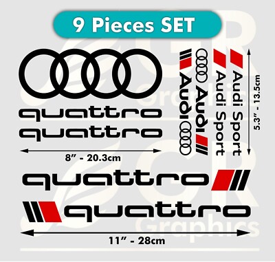 Audi Quattro Sticker SET x9 Racing S Line Sport Vinyl Decal Emblem ...