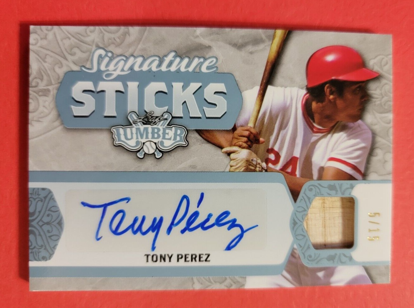 Tony Perez AUTOGRAPH GAME USED BAT CARD #d5/15 2022 LEAF Lumber ...
