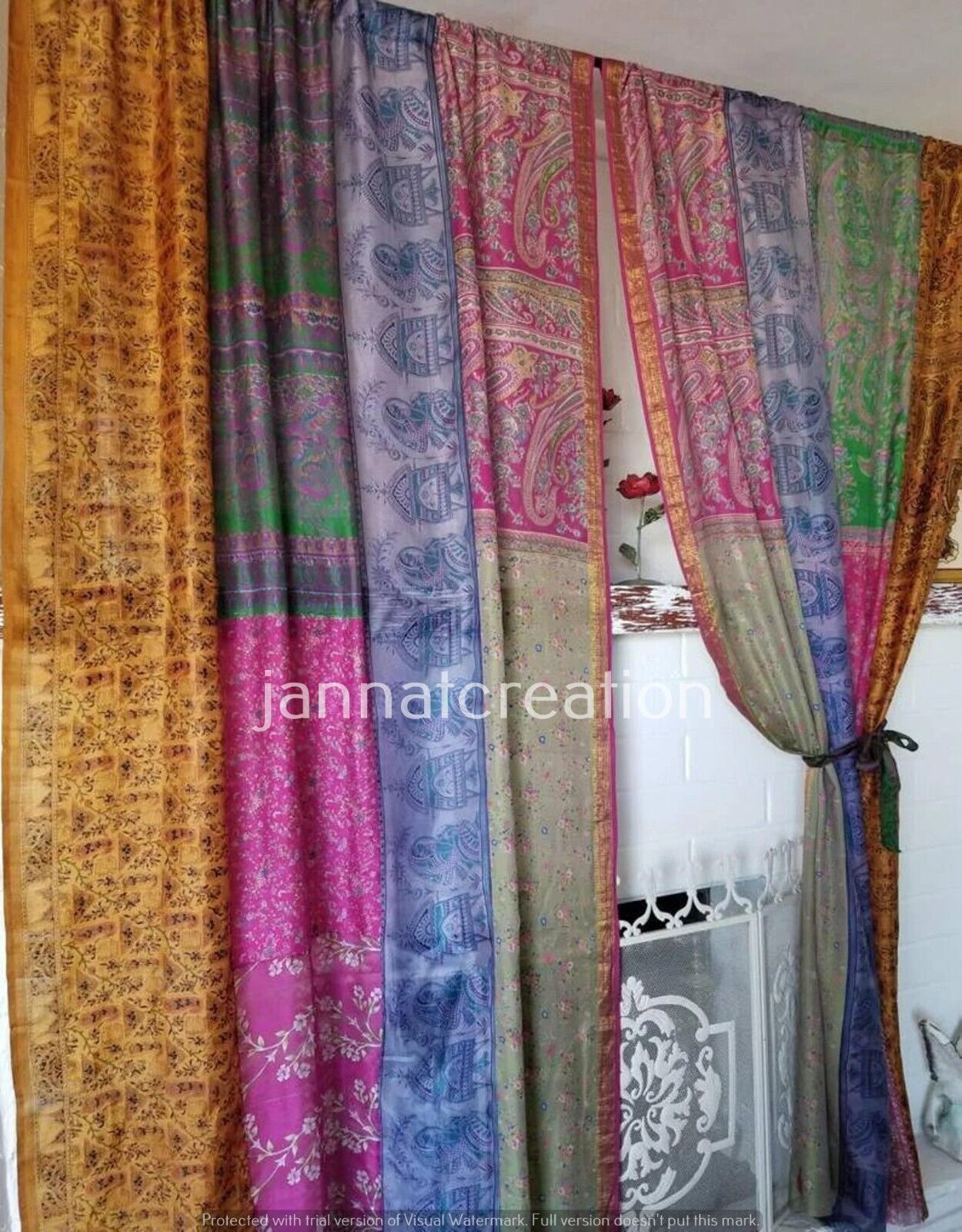 Wholesale Lot Vintage Silk Frill Curtain Boho Curtain Gypsy Curtain For ...