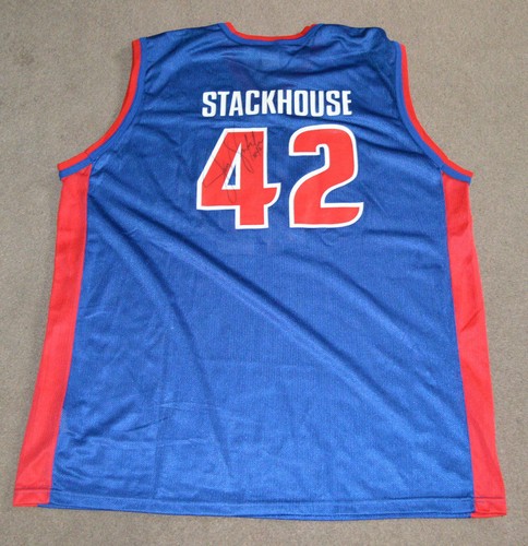 Vtg Jerry Stackhouse Detroit Pistons Autographed Signed Champion Jersey ...