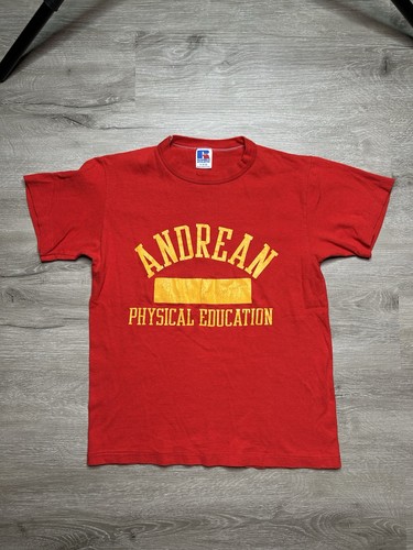 Vintage 80s Andrean School Physical Ed T Shirt Indiana Red Yellow ...