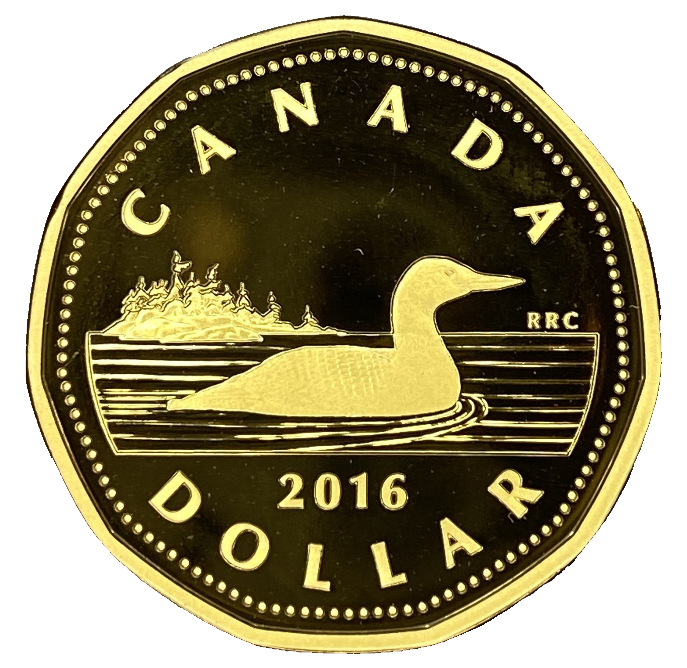 2016 CANADA LOONIE PROOF GOLD PLATED 99.99% PURE SILVER ONE 1 DOLLAR ...