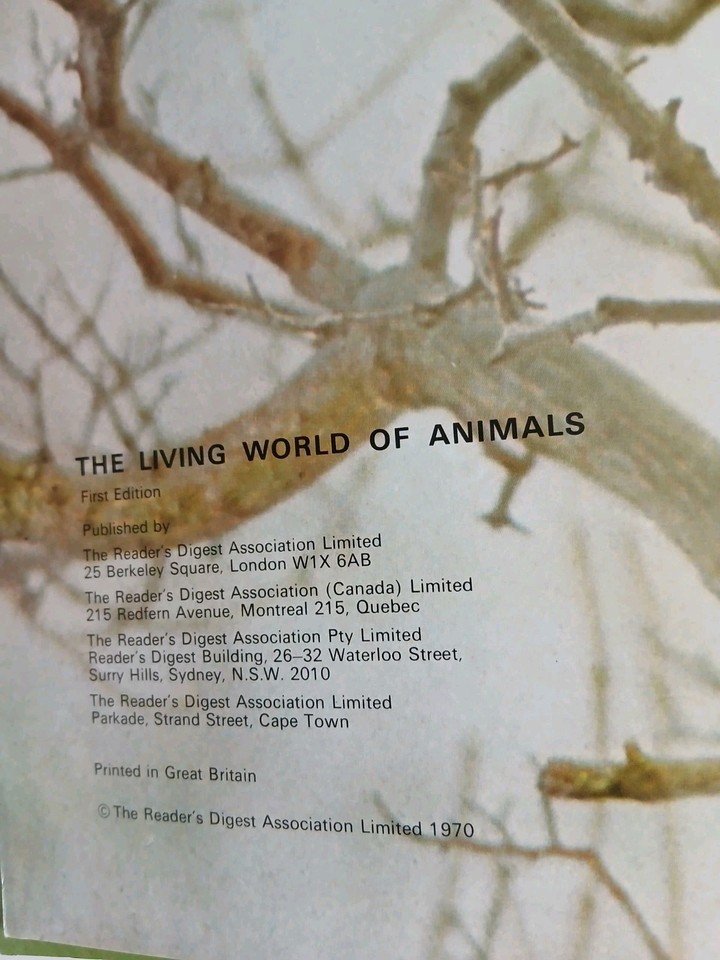 The Living World of Animals Reader's Digest, 1970 First Edition | eBay UK