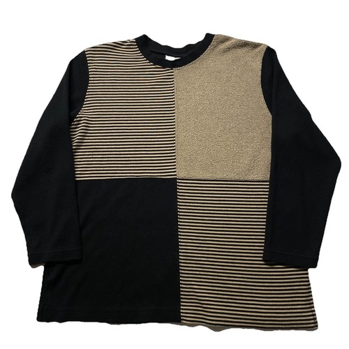 Vintage 90s Black Tan Sweatshirt Womens Large Colorblock Hipster Cute ...