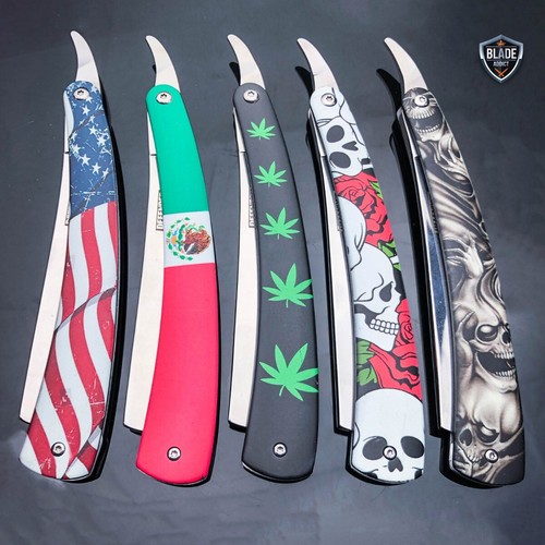 Shaving Straight Edge Razor Steel Folding Pocket Knife Barber Beard Cut ...