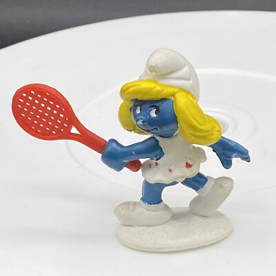 Smurfs - 20135 - Tennis Smurfette Smurf with red Tennis Racket PVC ...