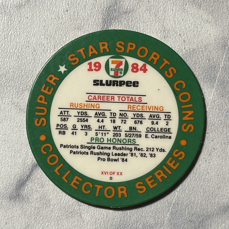 1984 7-11 Slurpee Football East Action Coin #16 XVI Tony Collins ...